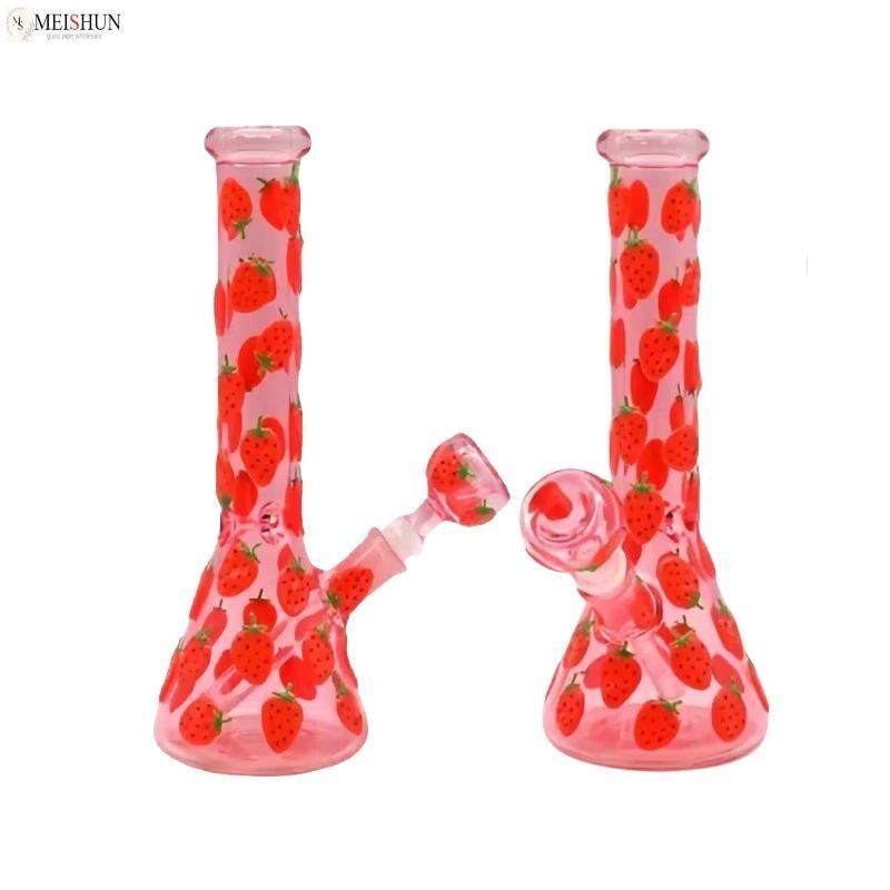 Wholesale 10 Inches Pink Glow Strawberry Beaker Bong