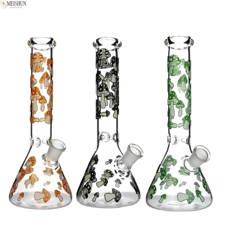 10 Inches Glow In Dark Mushroom Glass Bong