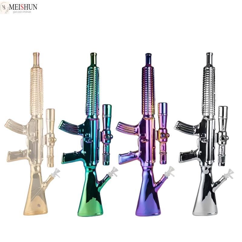 Wholesale Electroplated Rifle Shape Glass Bong Supply
