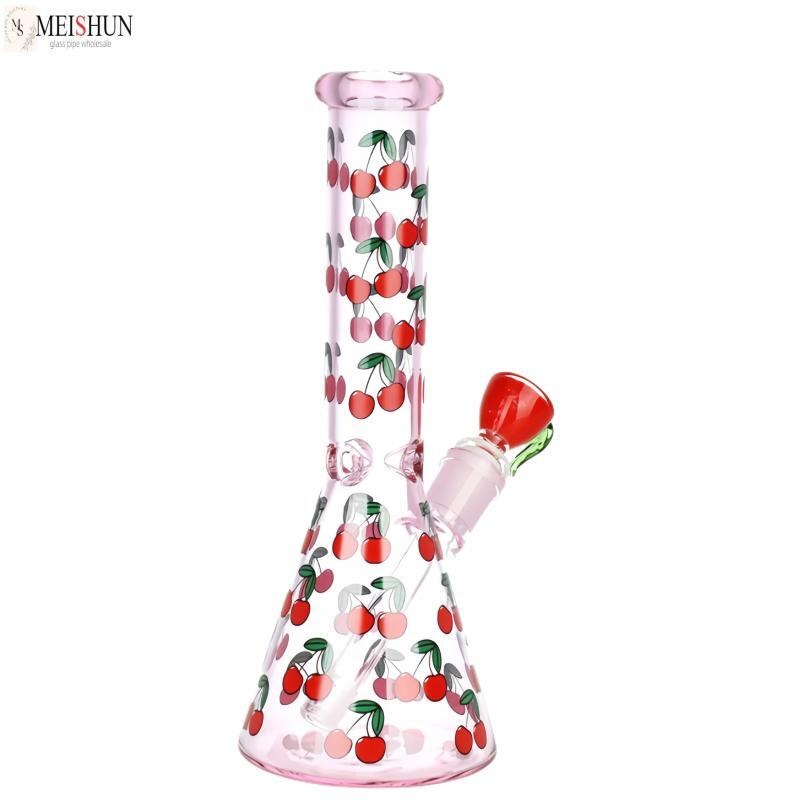 Wholesale 10 Inches Pink Cherry Glass Beaker Bong