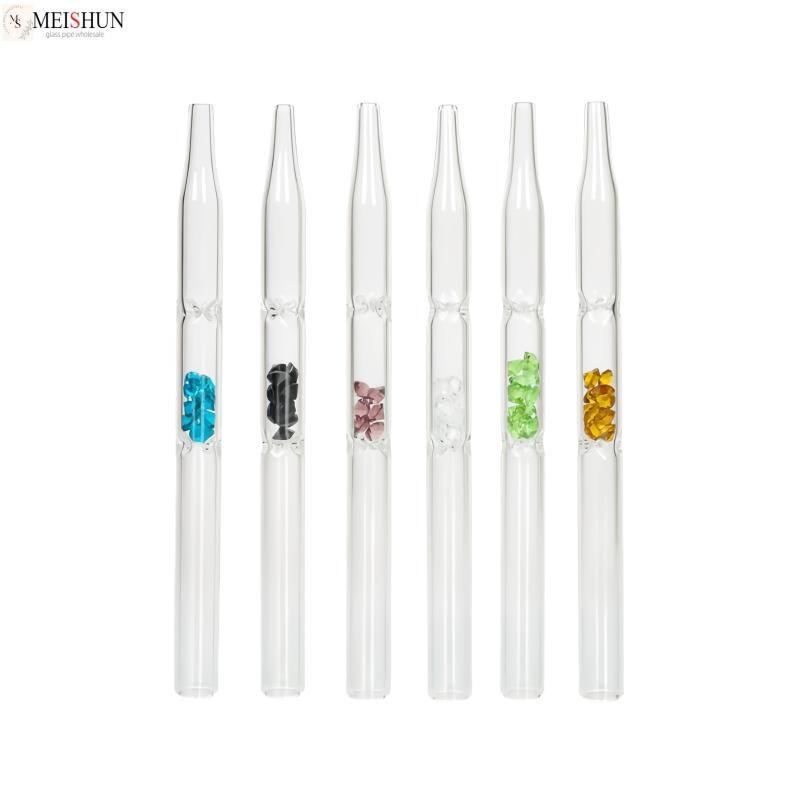 6.1 Inches Traditional Glass Nectar Collector Dab Straw With Colorful Gem