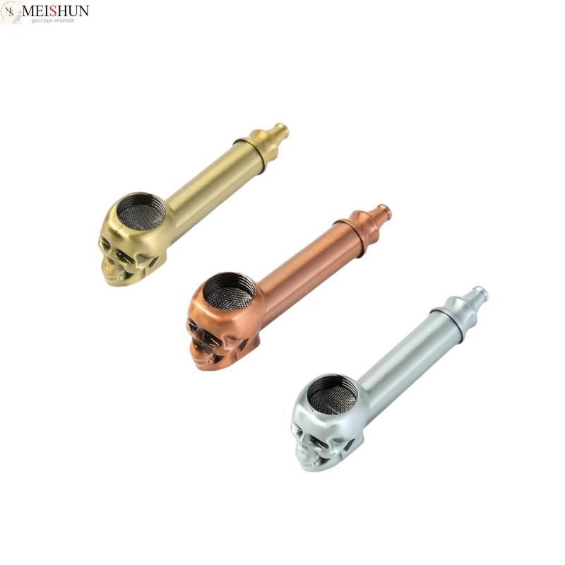 Wholesale 4 Inches Cool Metal Skull Smoking Pipe