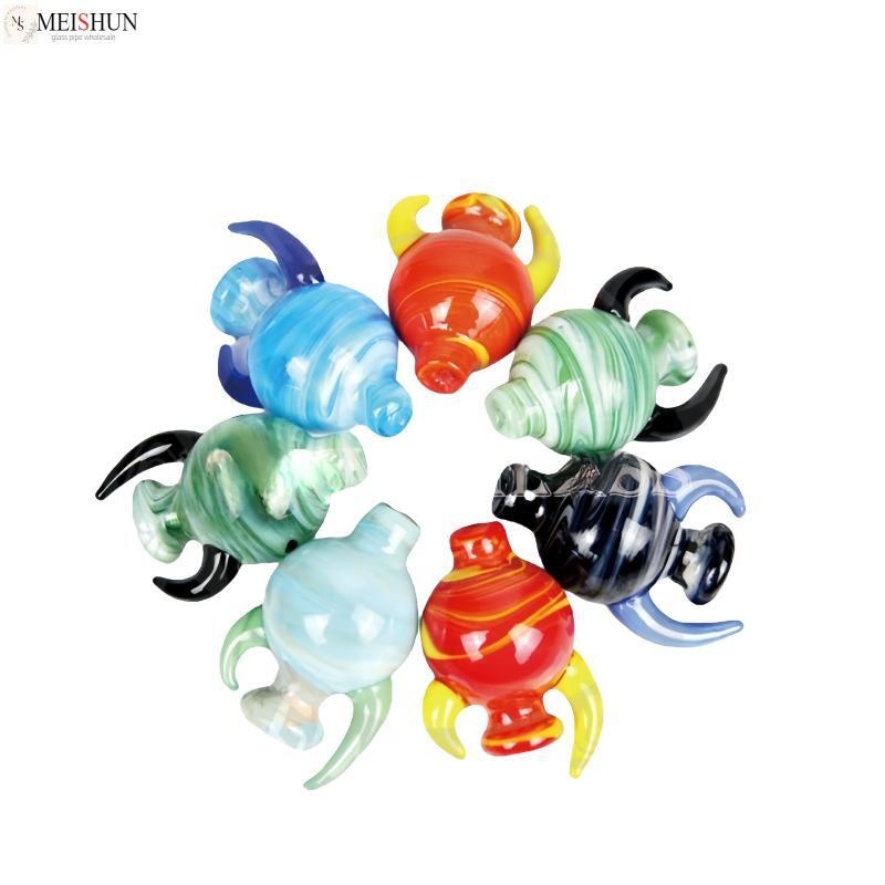 Wholesale Creative Sharp Corner Colorful Glass Carb Cap For Dab Rigs