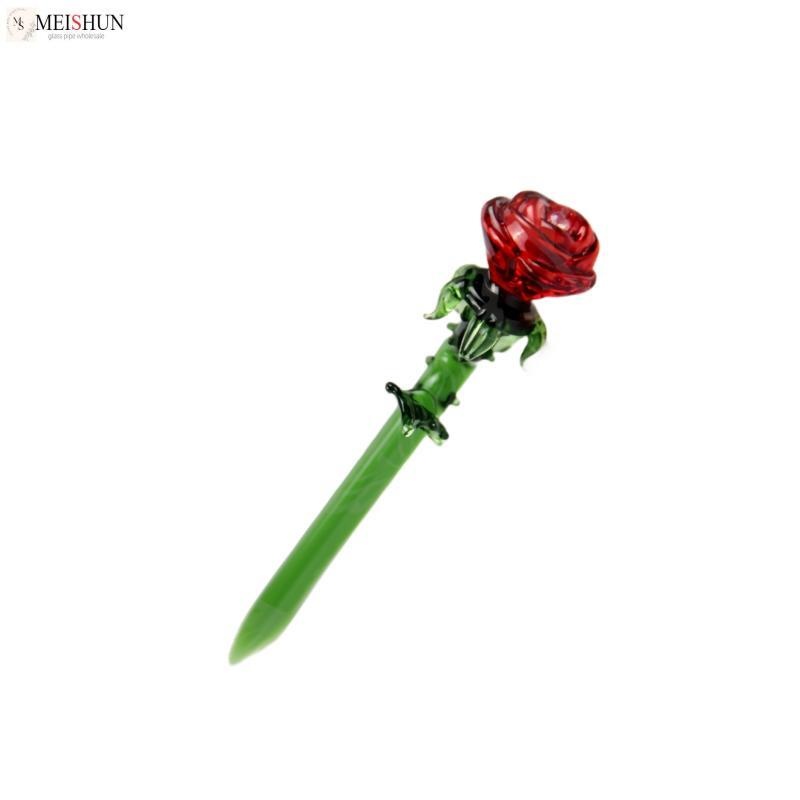 Custom rose-themed glass dab tool for wax