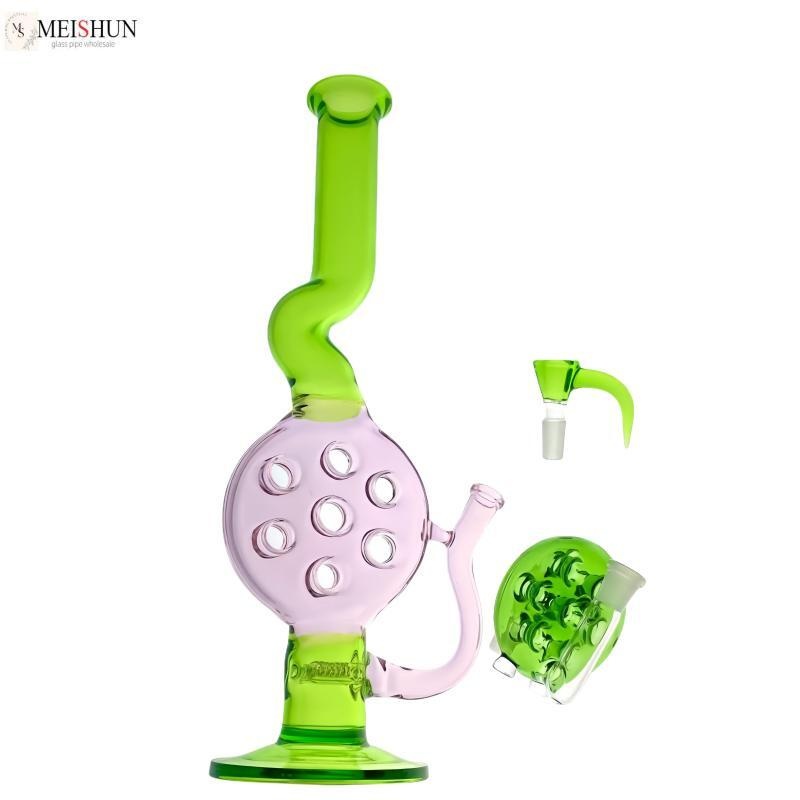 18 Inches Pink and Green color Swiss Perc Bong