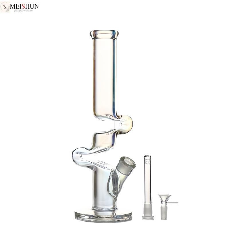 15 Inches Electroplated Rainbow Z-Shaped Glass Bong